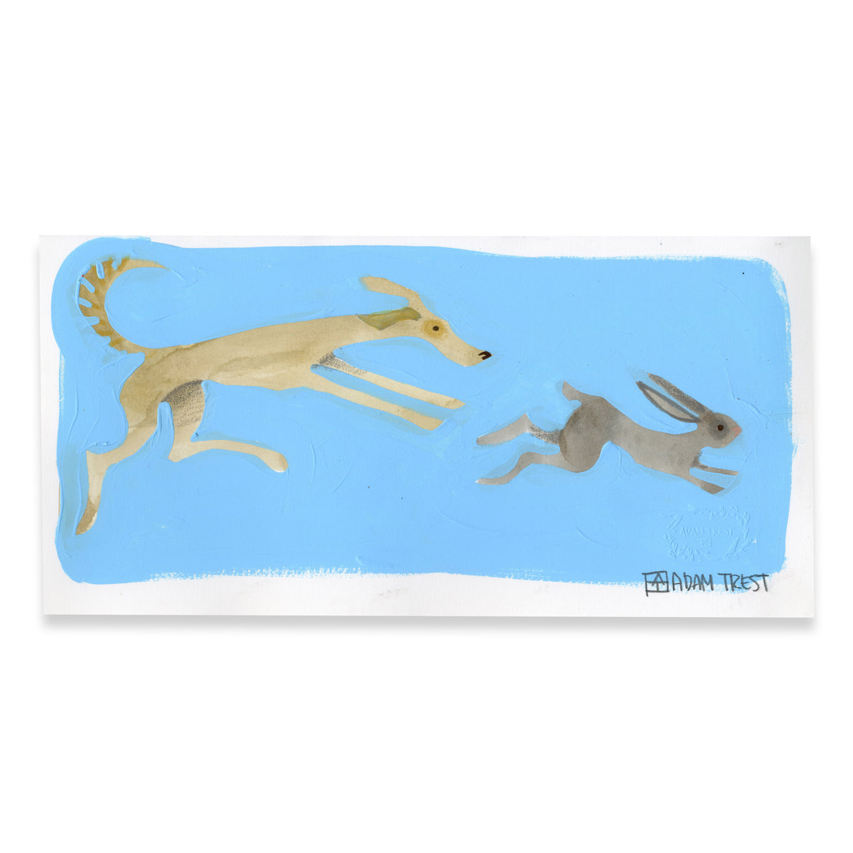 Dog Chasing Rabbit 6x12 – Adam Trest Studio